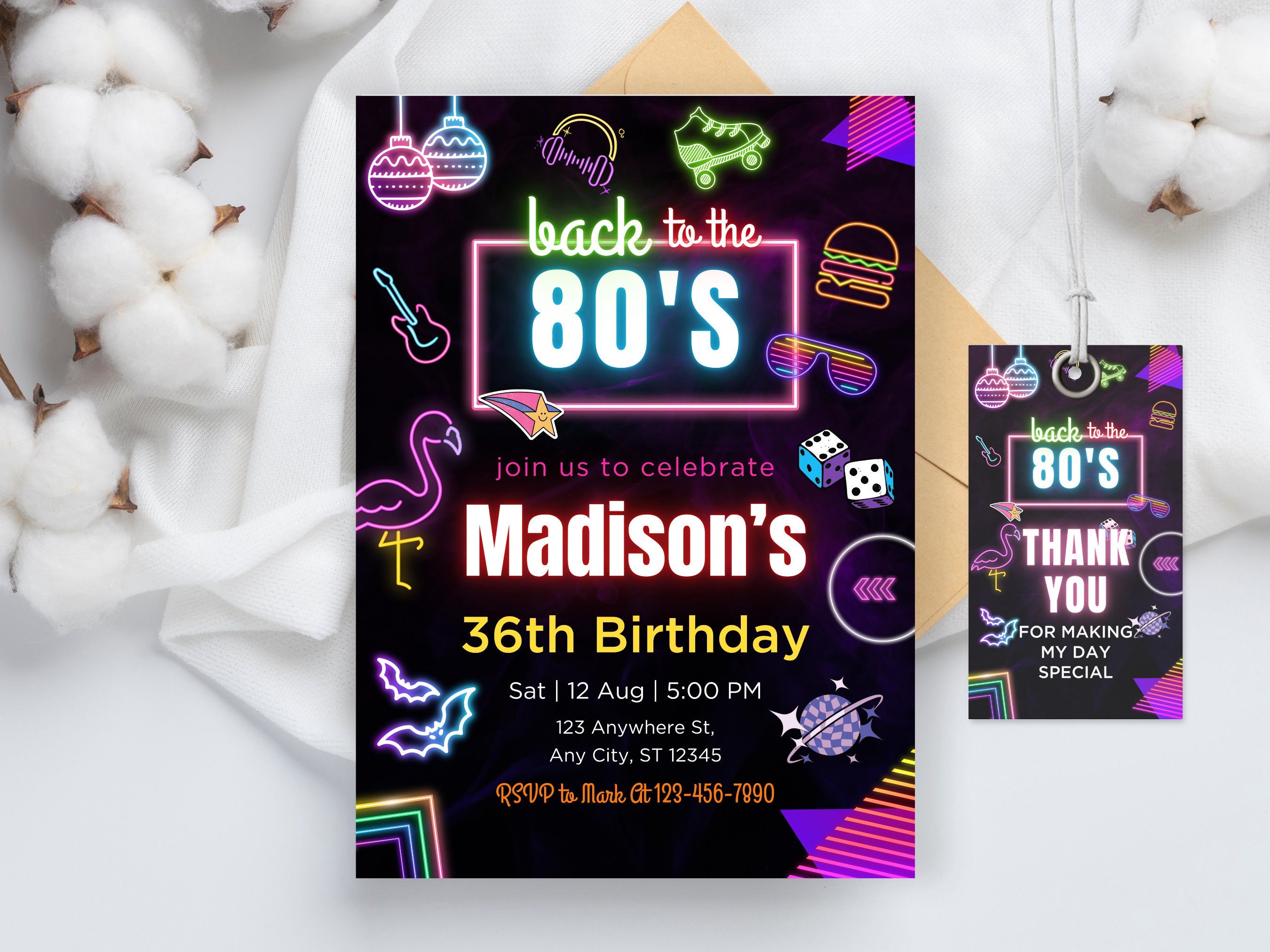 Editable 80s Party Invitation Back to the 80s Throwback - Etsy