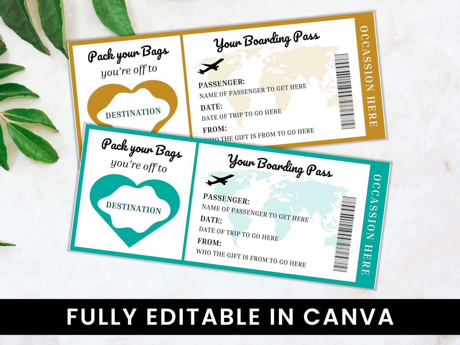 Editable Boarding Pass Canva Template, Printable Airline Ticket ...