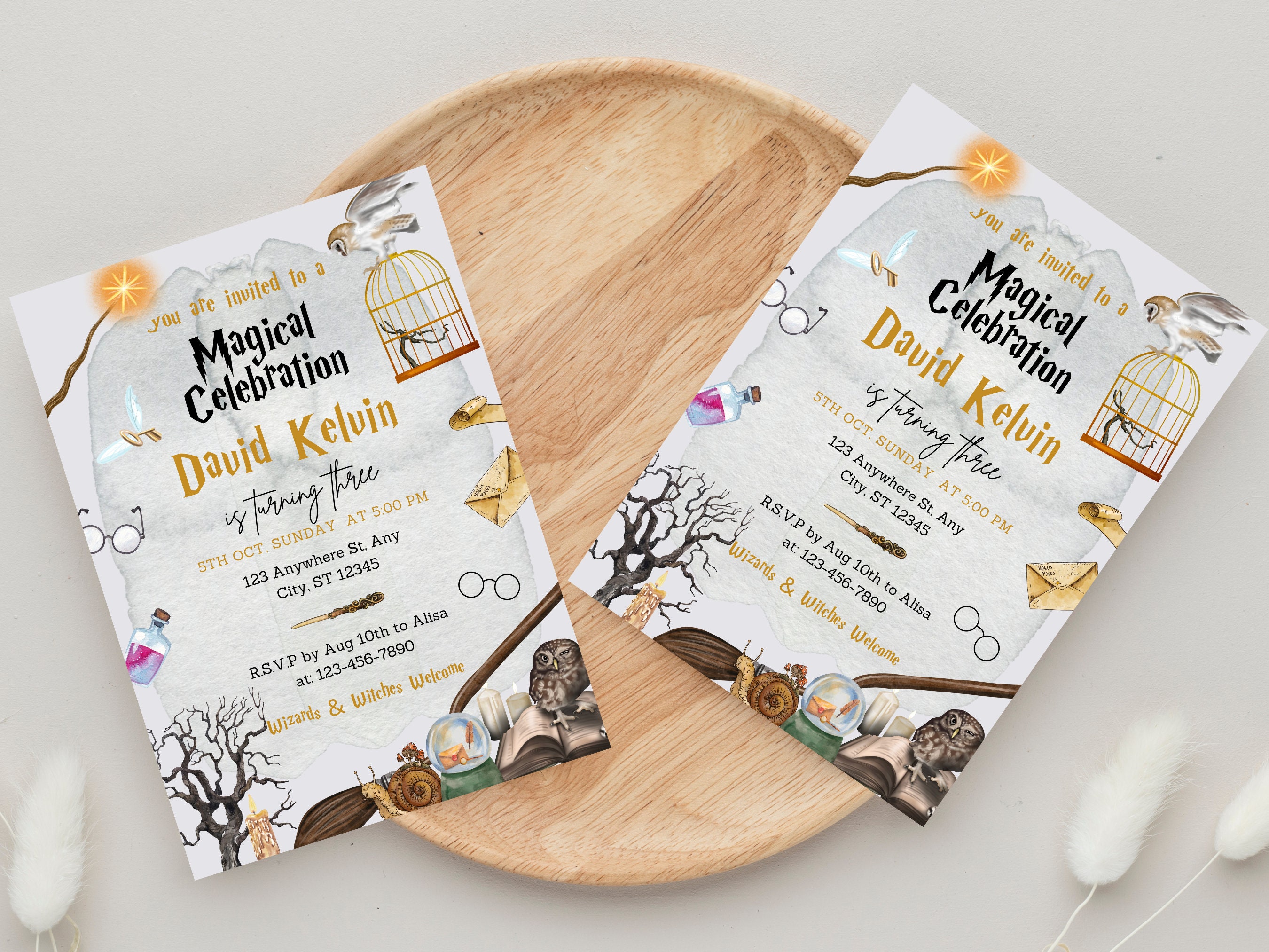 Editable Wizard Birthday Invitation, Magical Birthday Party Invite ...