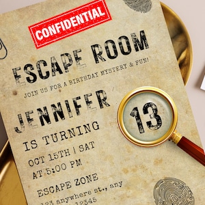 Escape Room Birthday Invitation Template, Editable Escape Room Party ...