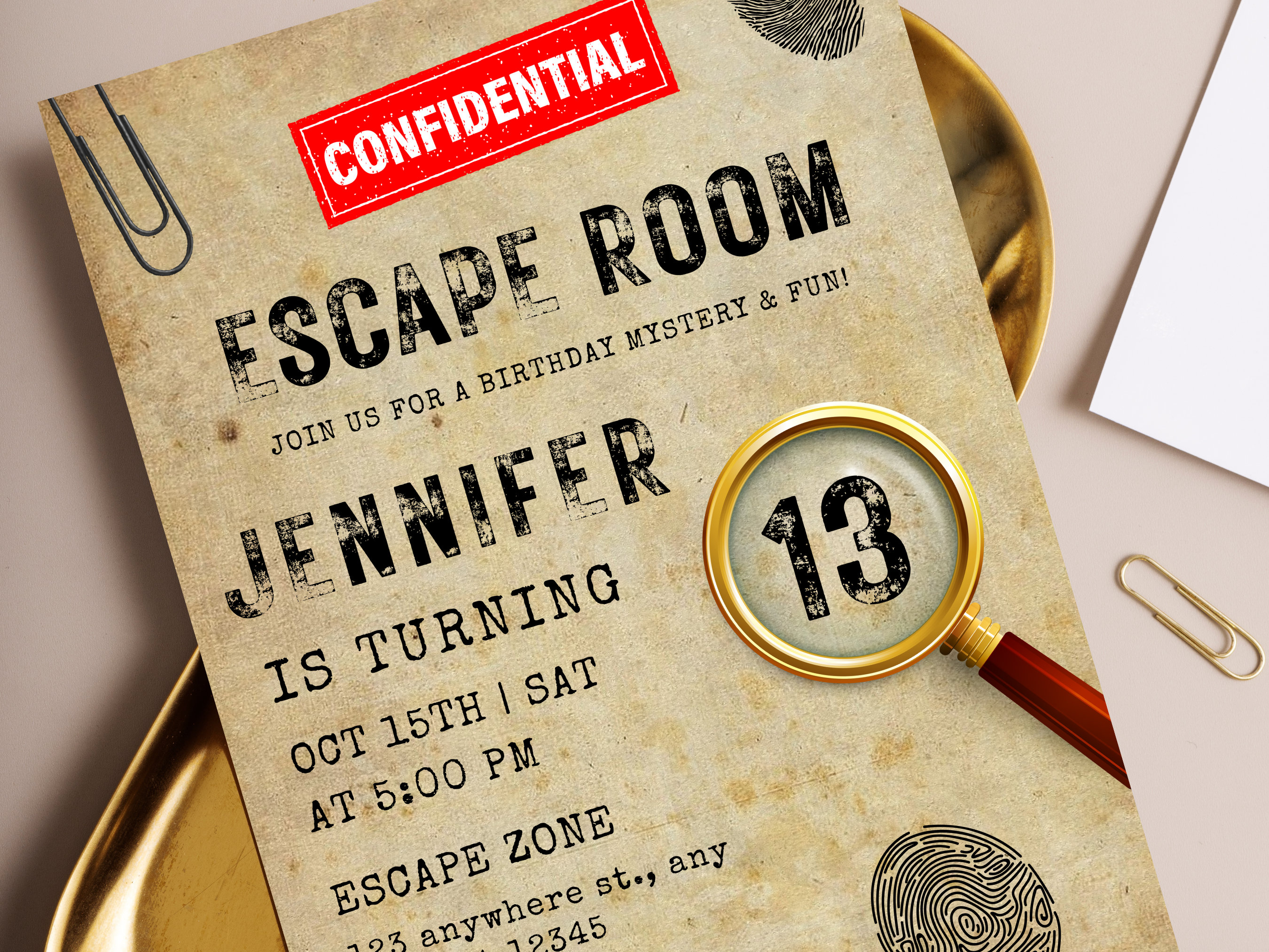 Escape Room Birthday Invitation Template, Editable Escape Room Party ...