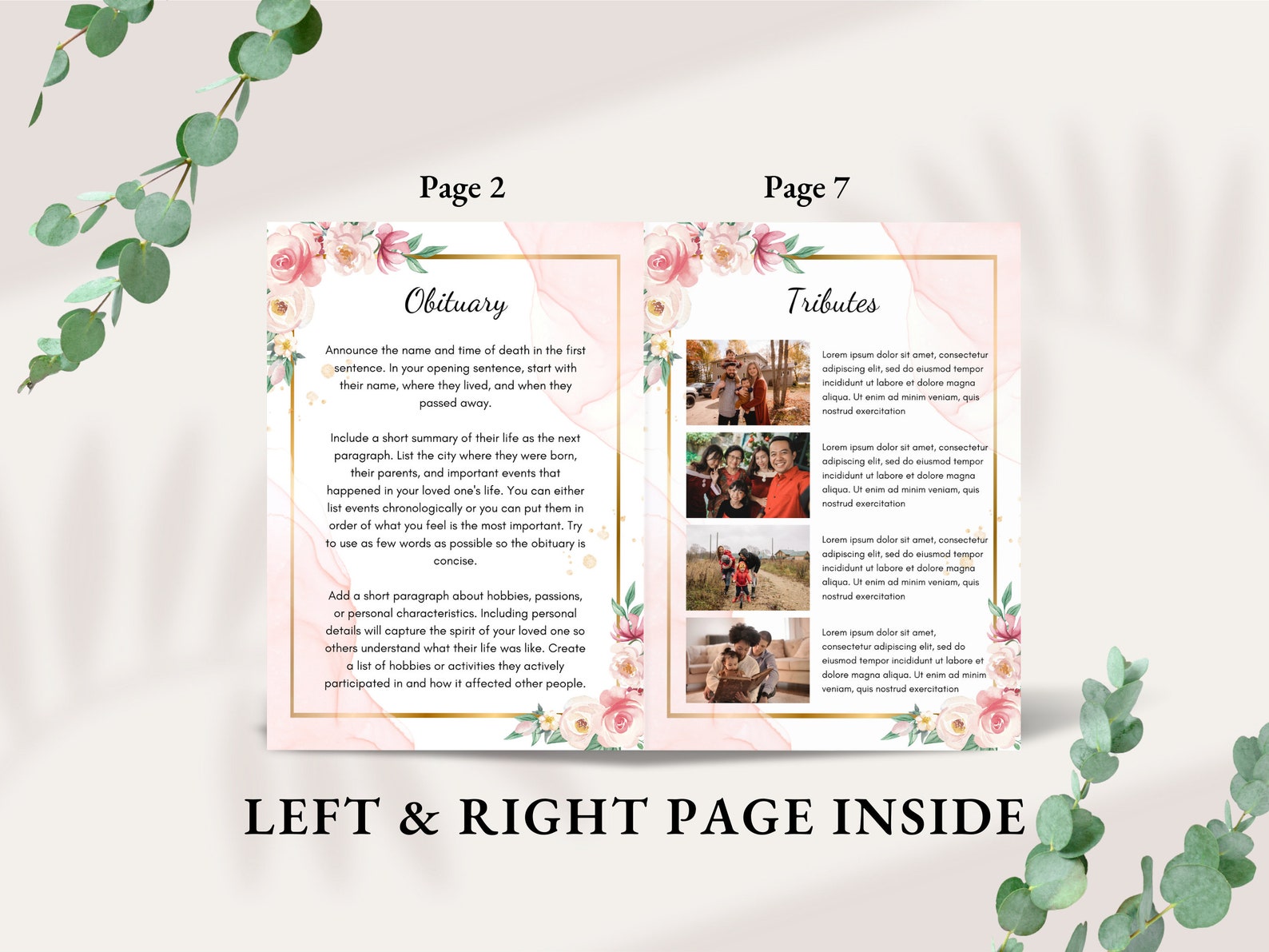 Editable Funeral Program Template, Obituary, Bi-fold (canva Template ...
