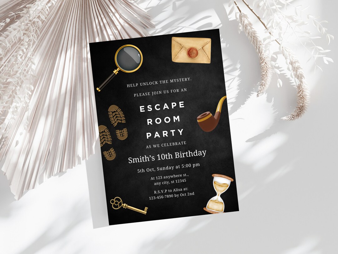 Editable Escape Room Birthday Party Invitation Template (PDF) - Etsy
