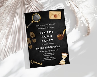 Escape Room Birthday Invitation Template, Editable Escape Room Party ...