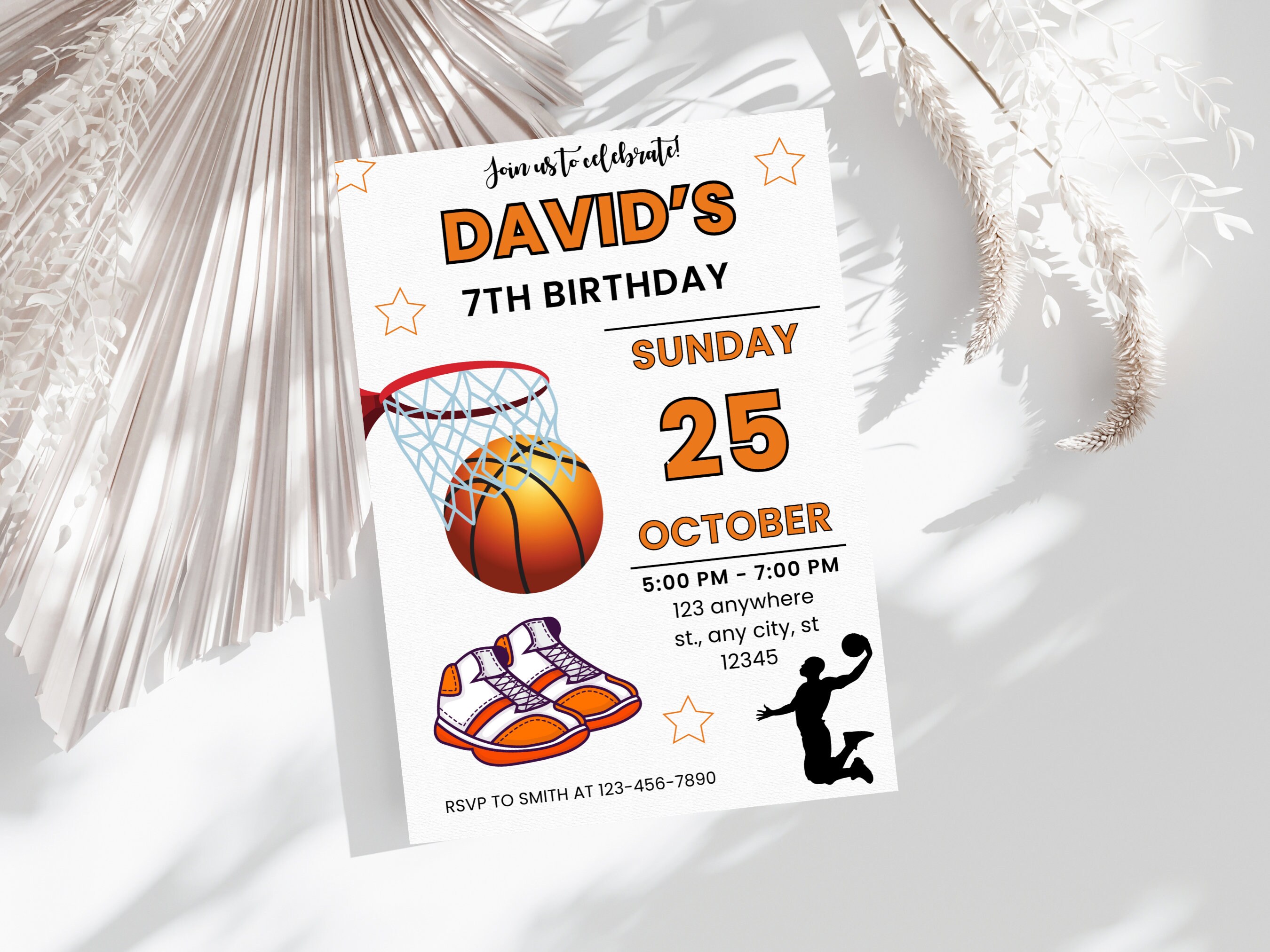 Basketball Birthday Party Invitation, Editable Basketball Birthday ...