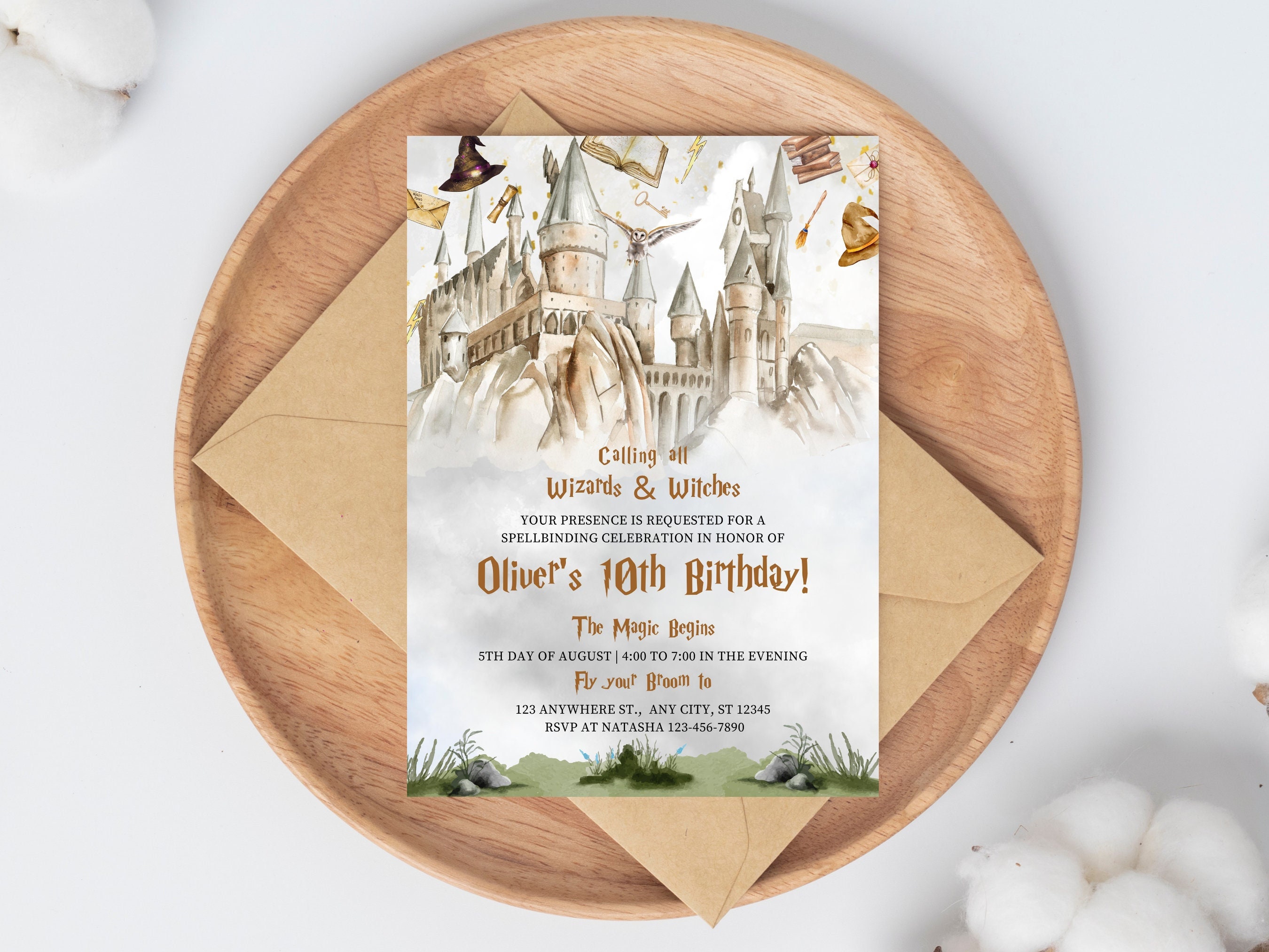 Editable Wizard Birthday Invitation, Magic School Party (digital ...