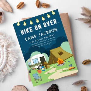 Camping Birthday Invitation Template, Camping Party Invitation ...