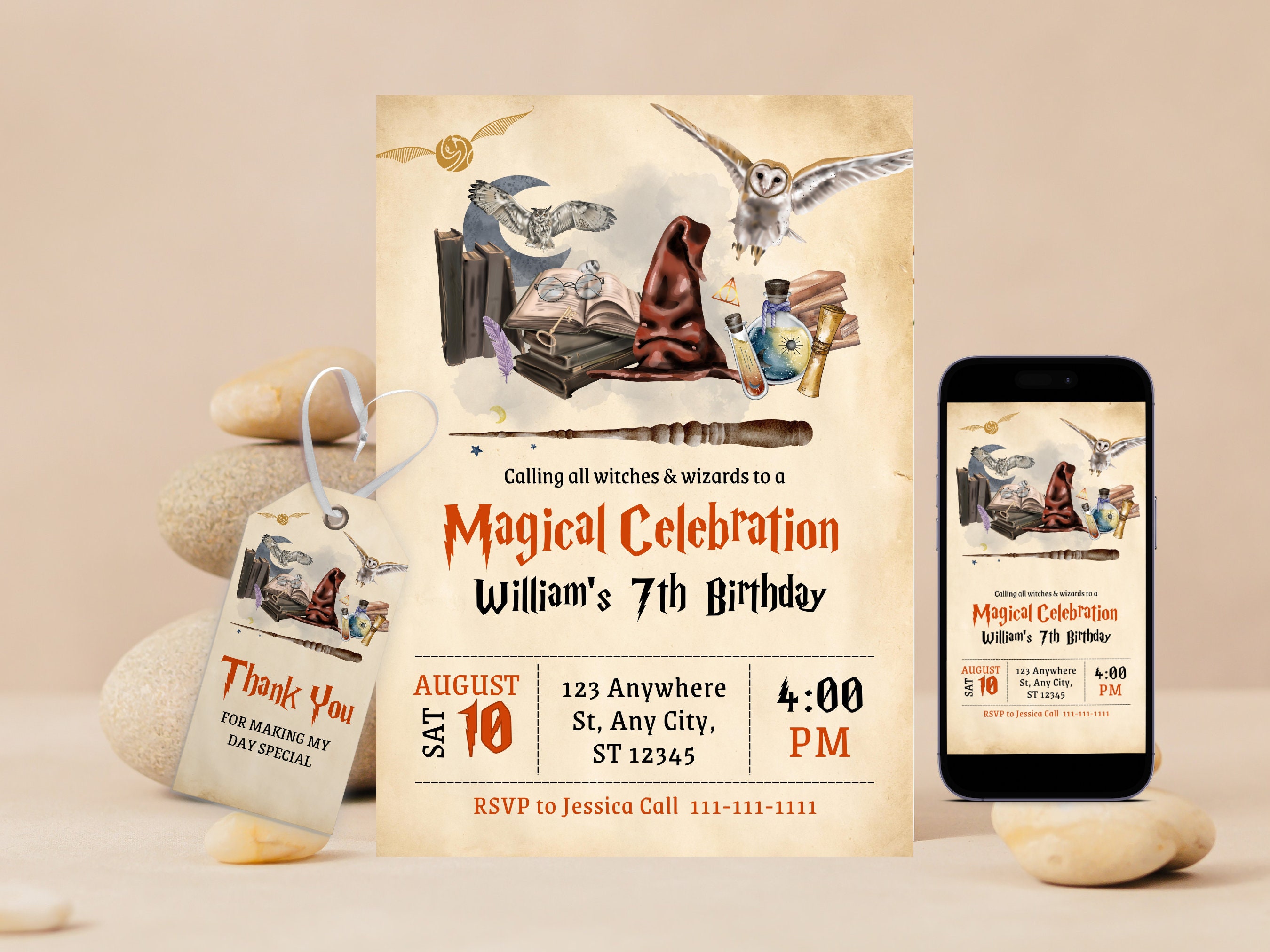 Editable Wizard Birthday Invitation, Magical Birthday Party Invite ...