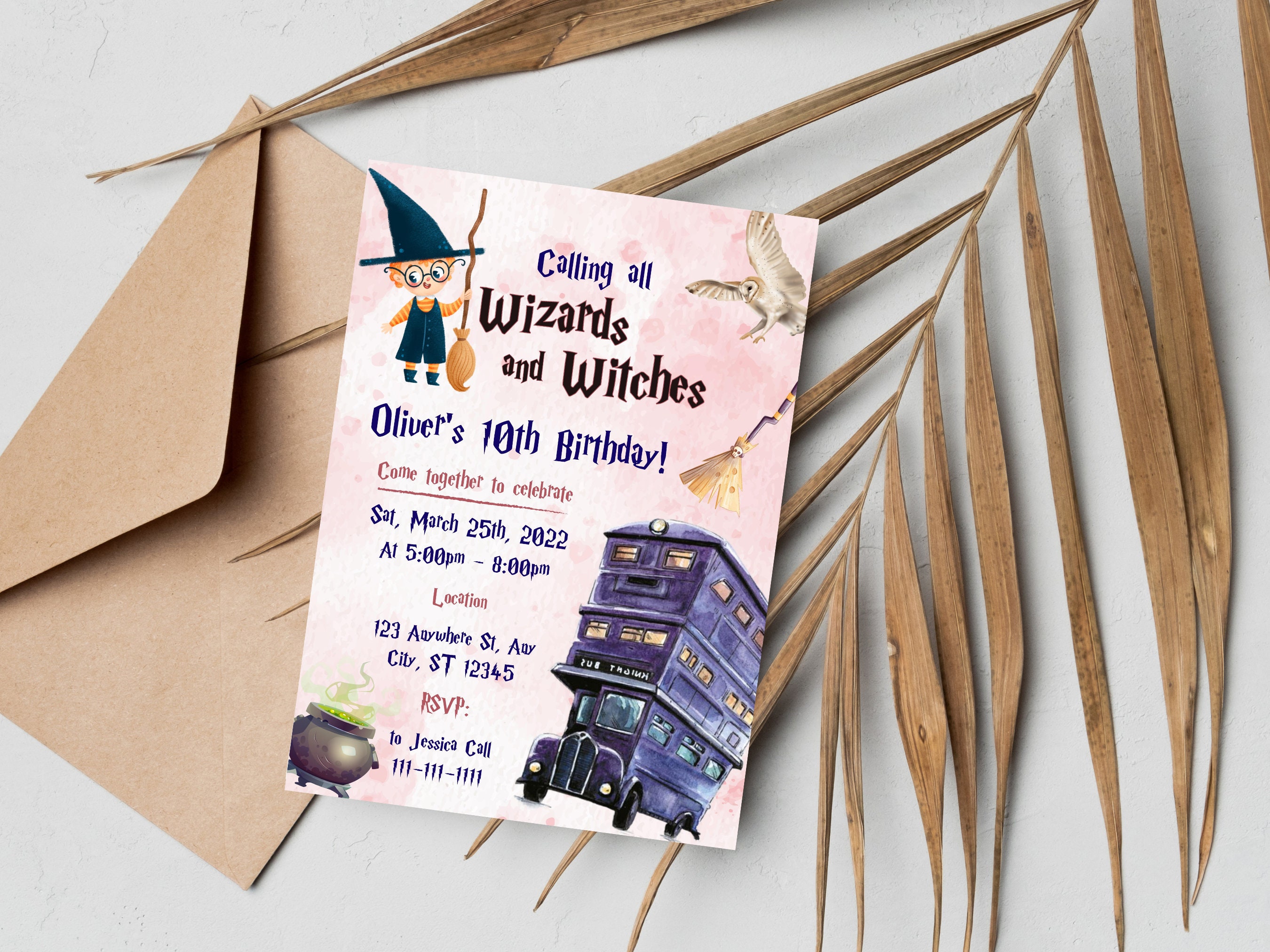 Editable Wizard Birthday Invitation, Magic School Party (digital ...