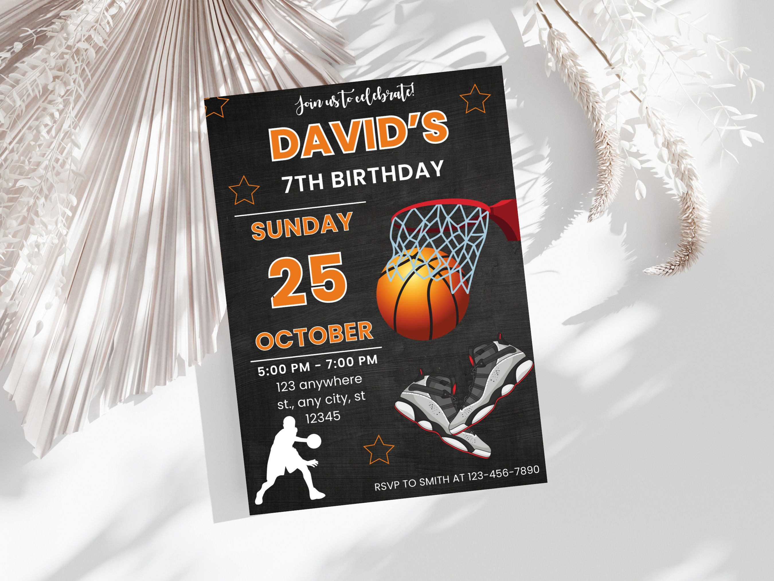 Basketball Birthday Party Invitation, Editable Basketball Birthday ...