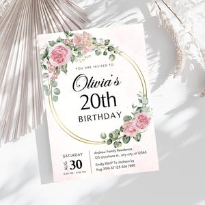Floral Birthday Invitation Template: Editable Flower Invite (PDF) - Etsy