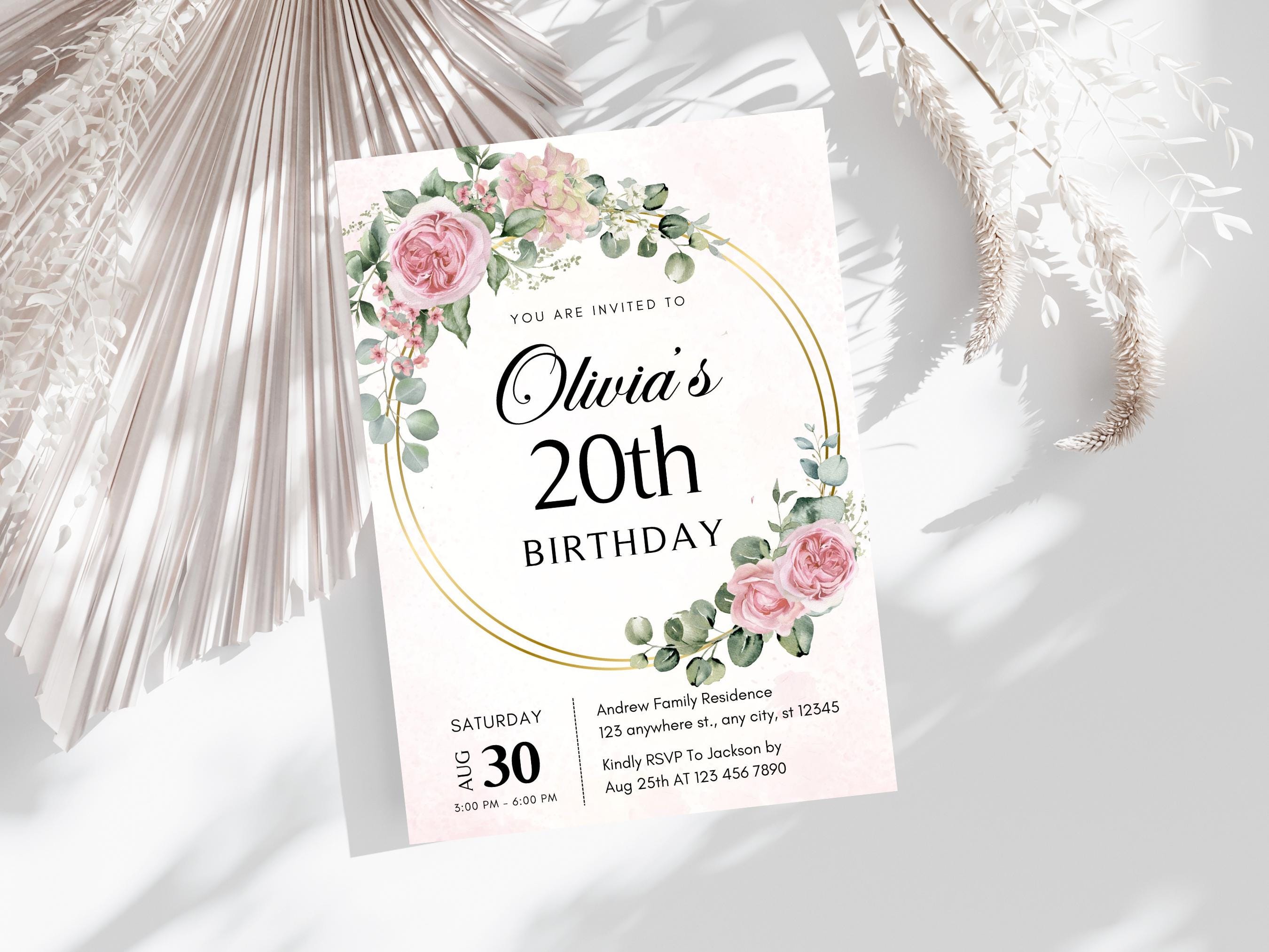 Floral Birthday Invitation Template: Editable Flower Invite (PDF) - Etsy