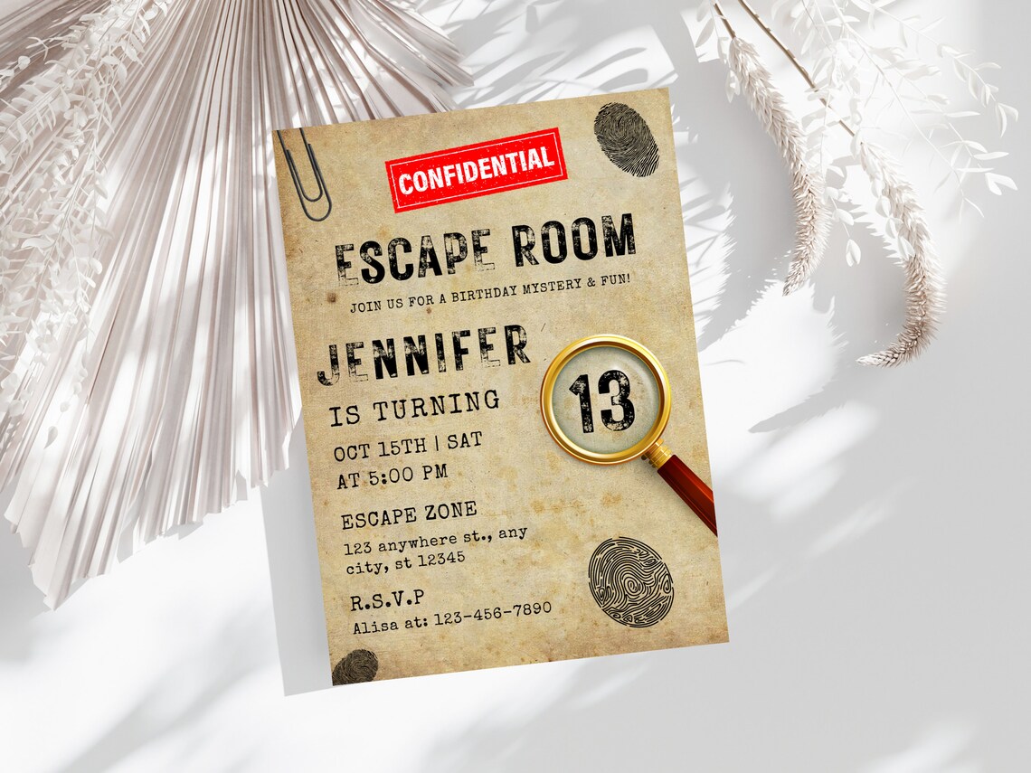 Escape Room Birthday Invitation Template, Editable Escape Room Party ...