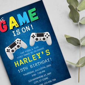 Editable Video Game Birthday Invitation, Gaming Party Invitation, Gamer ...