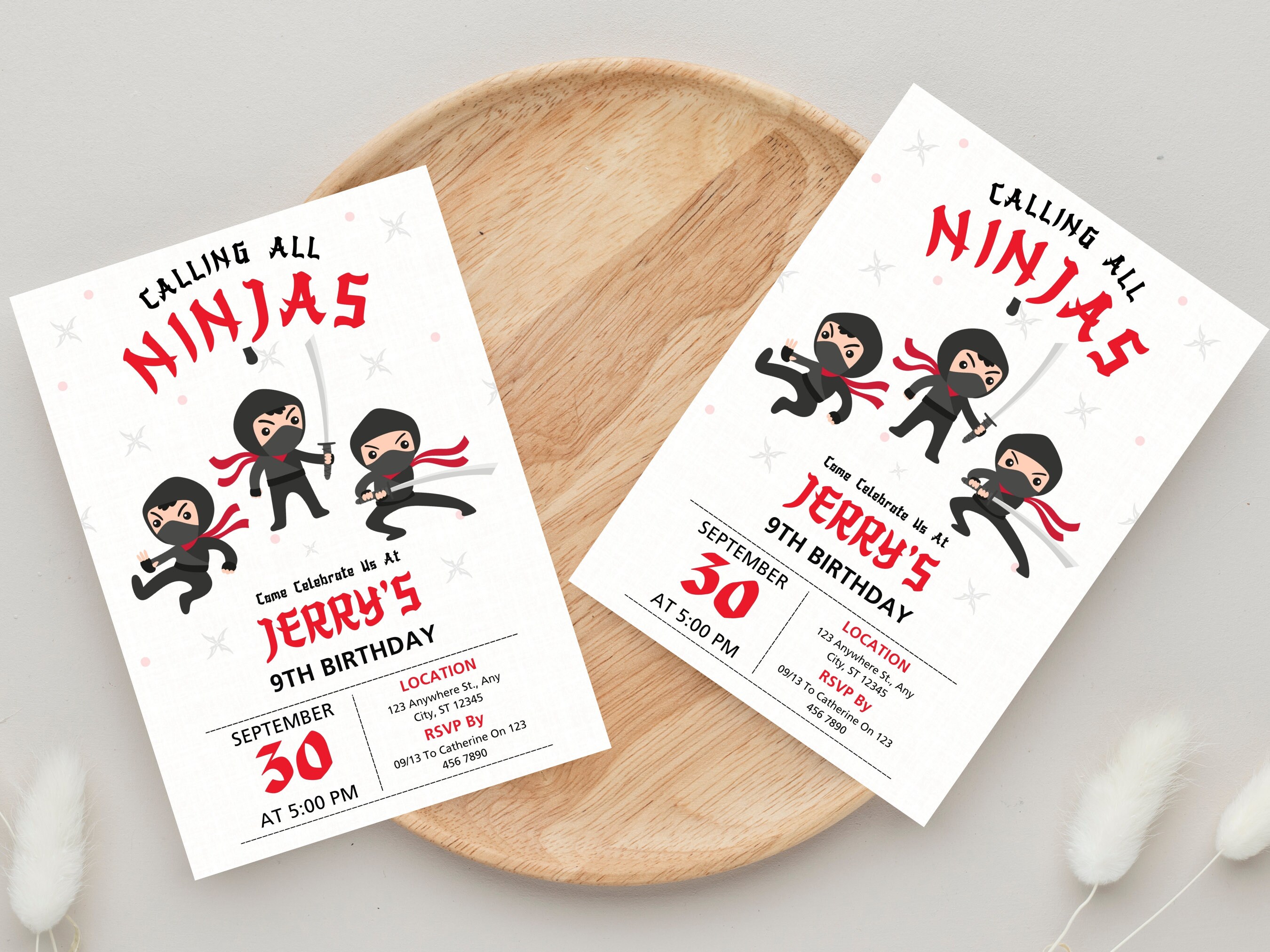 Ninja Birthday Invitation, EDITABLE Ninja Warrior Party Invitation ...