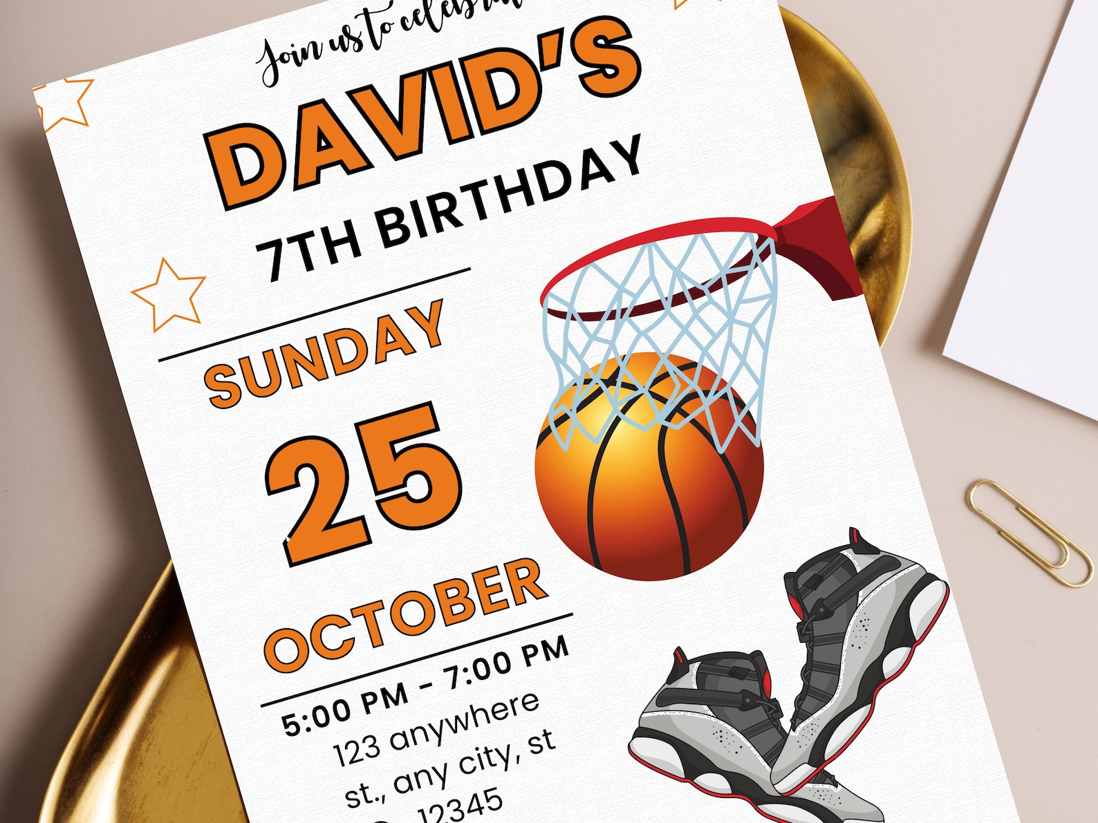 Basketball Birthday Party Invitation, Editable Basketball Birthday ...