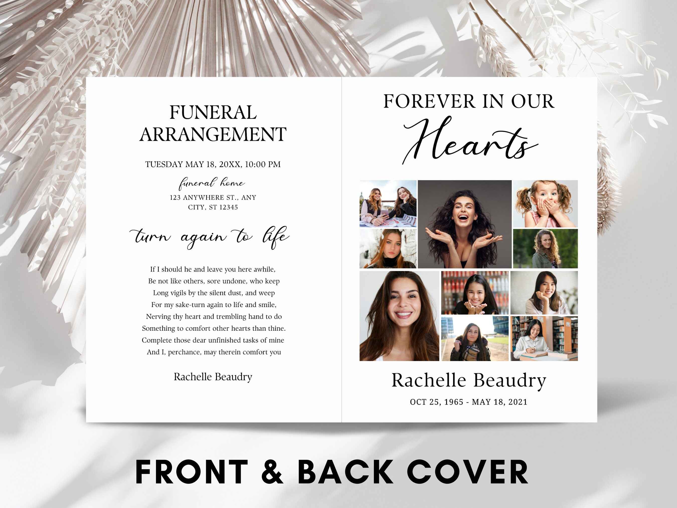 Heart Collage Funeral Program Template, Photo Memorial (digital ...