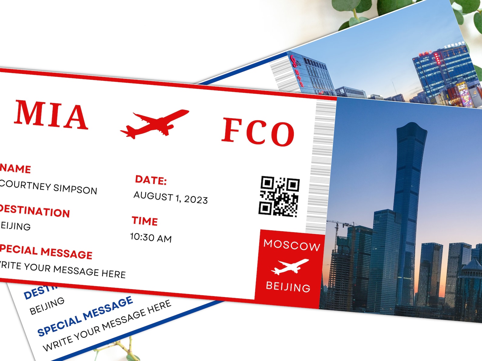 Editable Boarding Pass Canva Template, Printable Airline Ticket ...