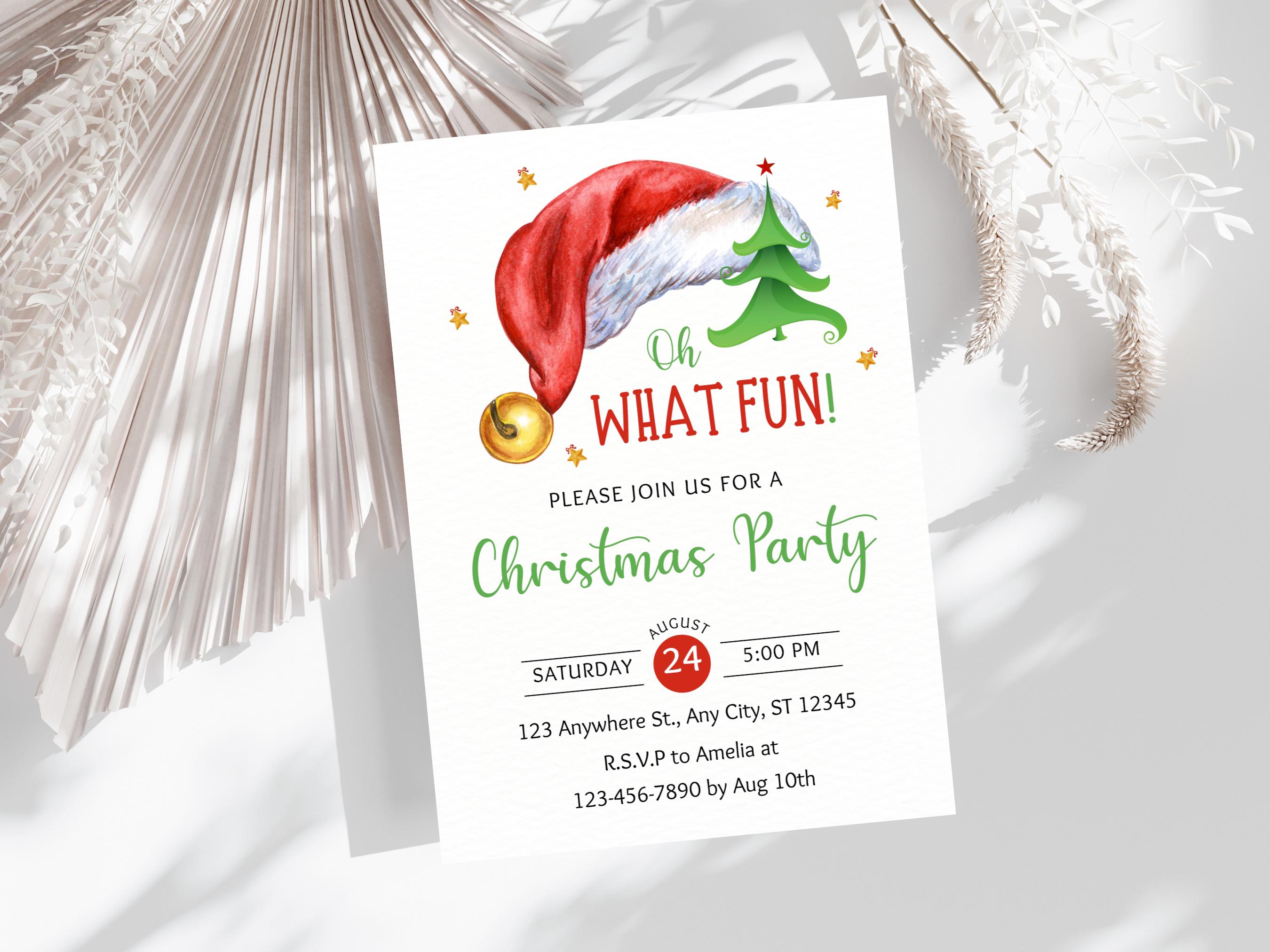 Santa Christmas Party Invitation Template: Jingle & Mingle (digital ...