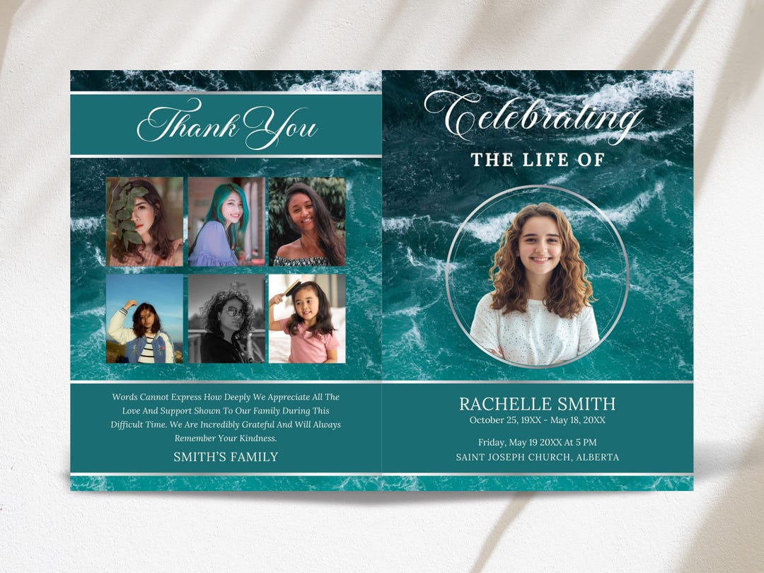 Editable Funeral Program Template: Celebration of Life (digital ...
