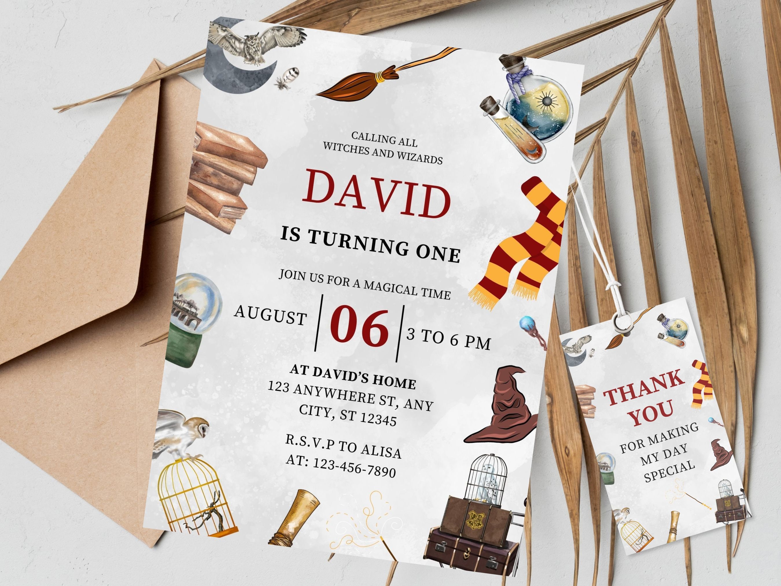 Editable Wizard Birthday Invitation, Magical Birthday Party Invite ...