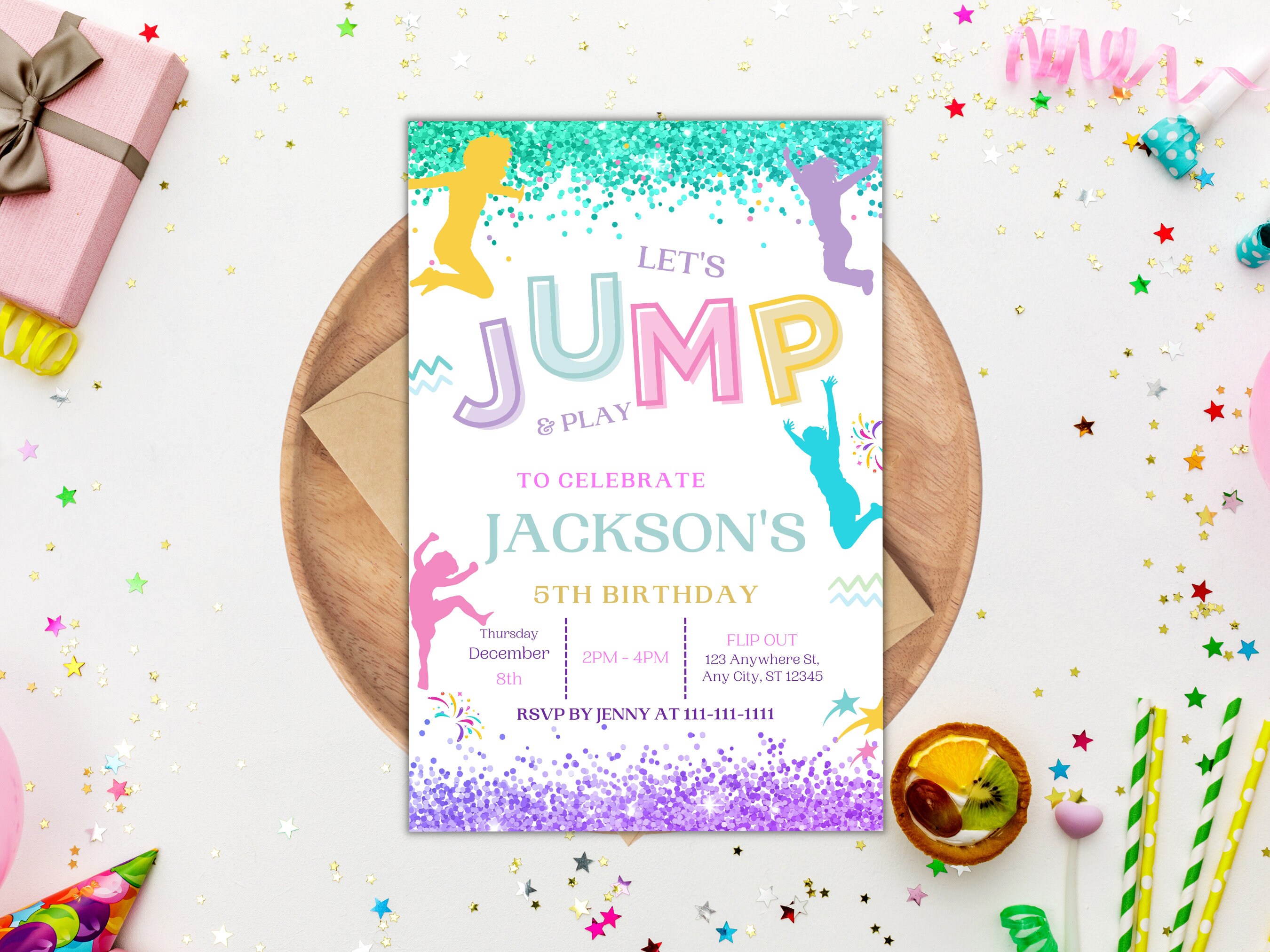 Jump Birthday Invitation, Editable Invitation Template, Trampoline ...