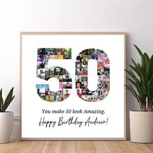 50th Birthday Photo Collage Template, Editable Canva Design (digital ...