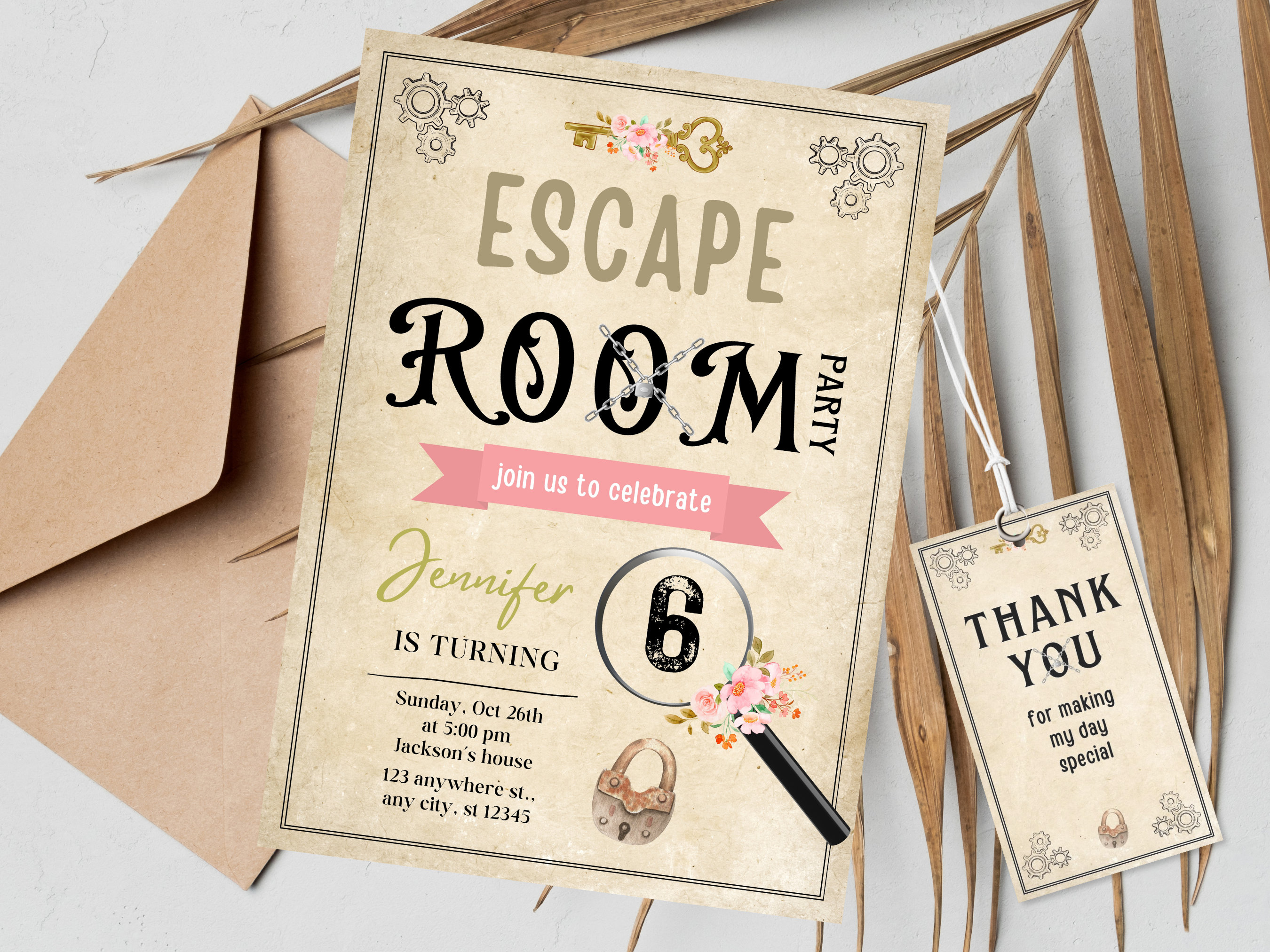 Escape Room Birthday Invitation Template, Editable Escape Room Party ...