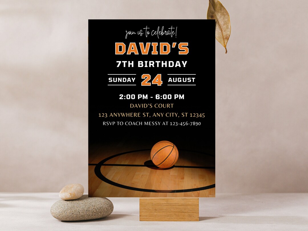 Basketball Birthday Party Invitation, Editable Basketball Birthday ...