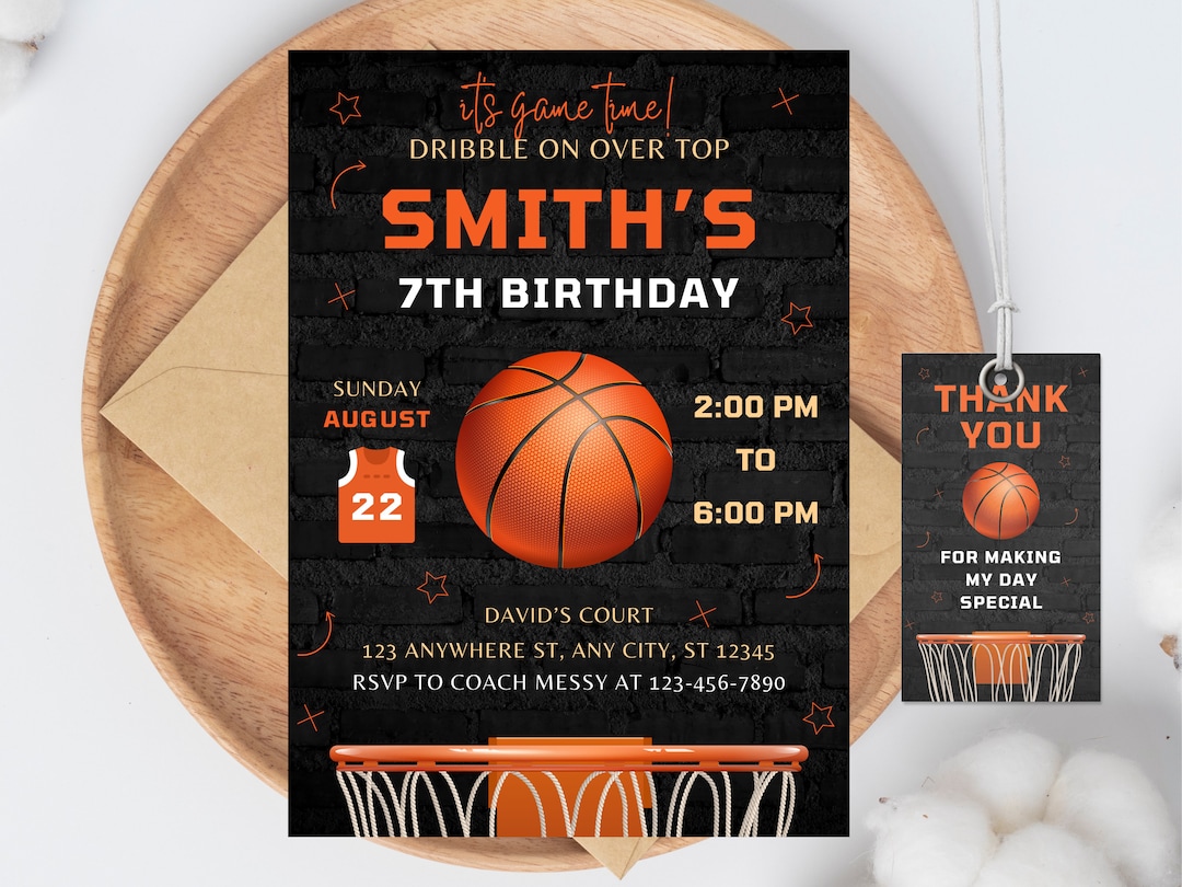 Basketball Birthday Invitation Template Printable, Basketball Birthday ...