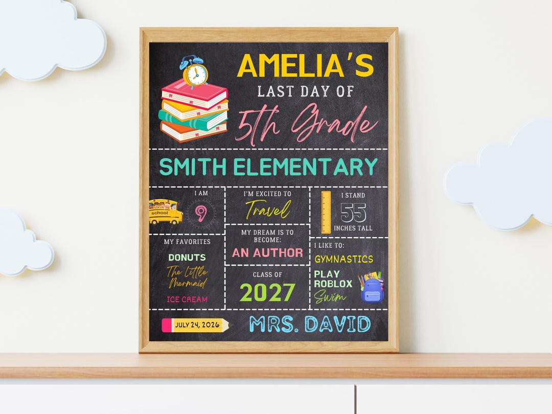 Chalkboard Back to School Sign Template: Editable 8x10 (digital ...