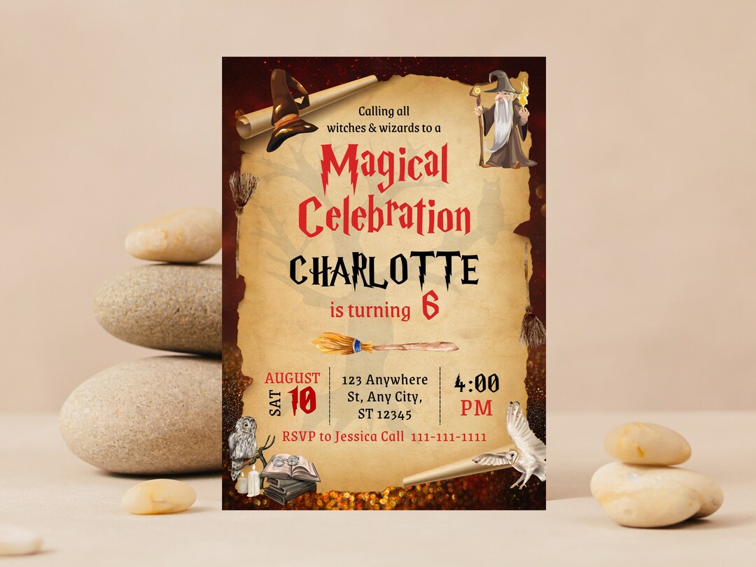 Editable Wizard Birthday Invitation, Magical Birthday Party Invite ...