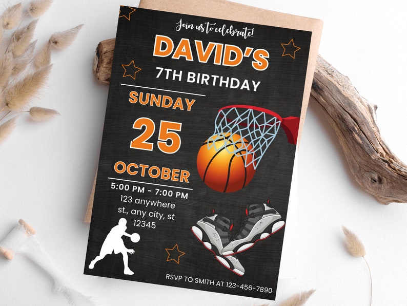 Basketball Birthday Party Invitation, Editable Basketball Birthday ...