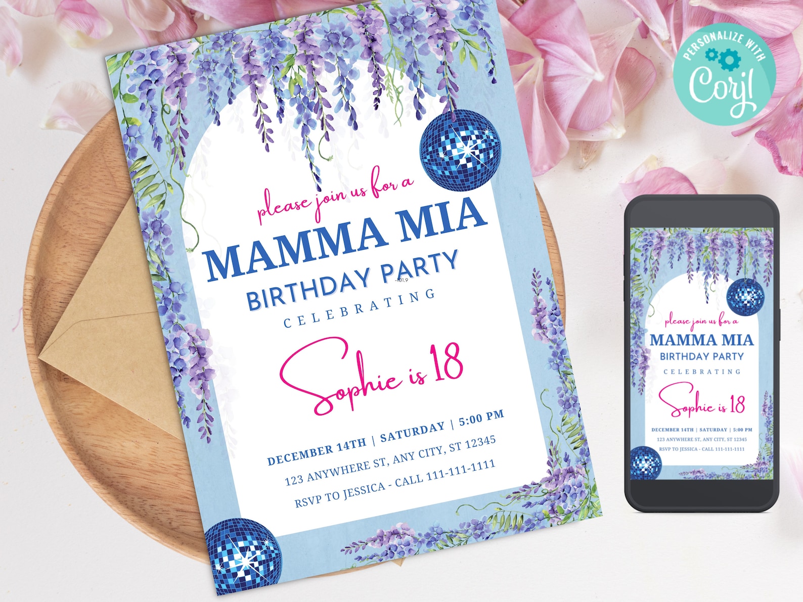 Mamma Mia Party Invitation, Birthday Party Invitation, Mamma Mia ...