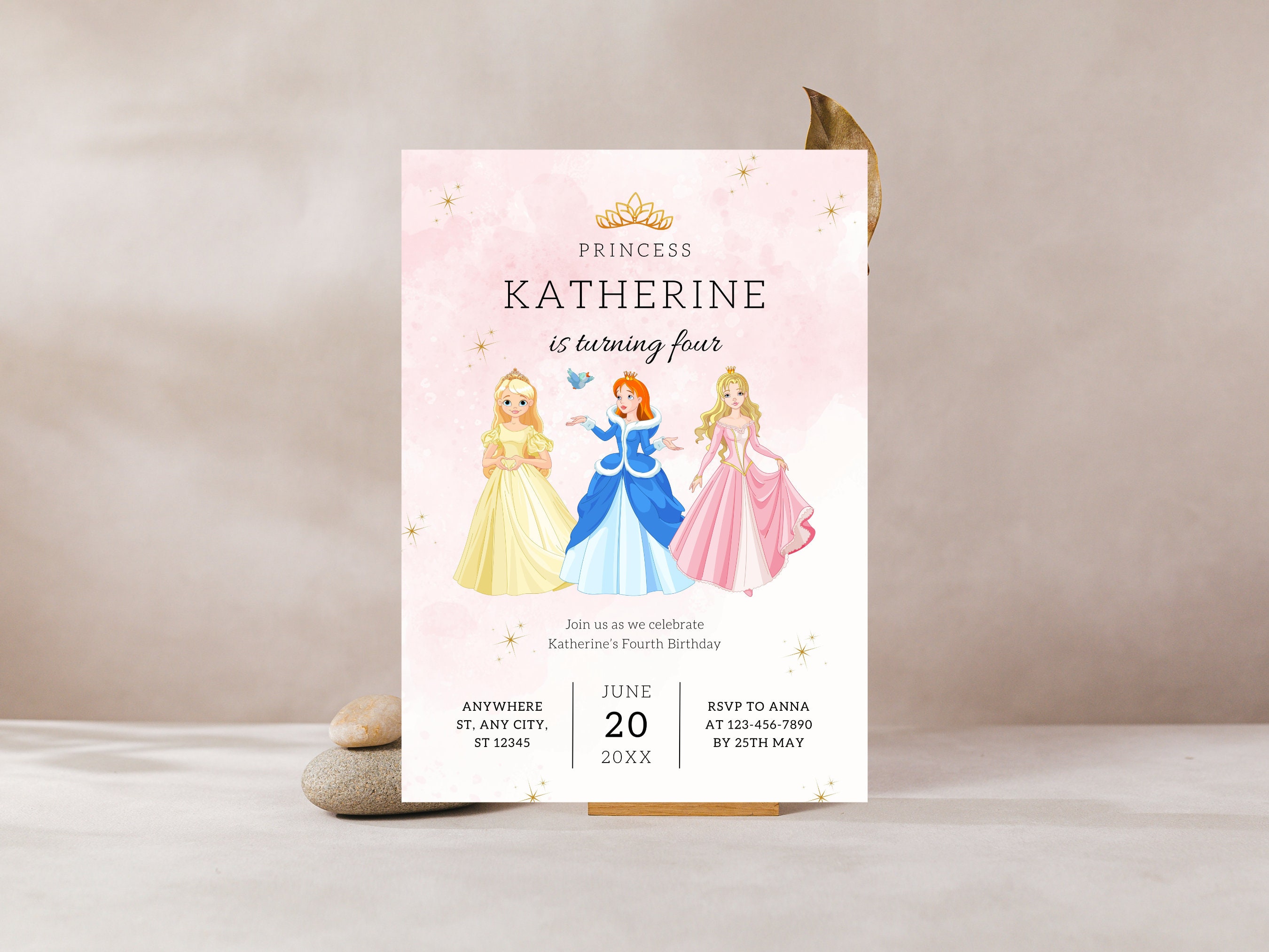 Editable Princess Birthday Invitation Template, Little Princess ...