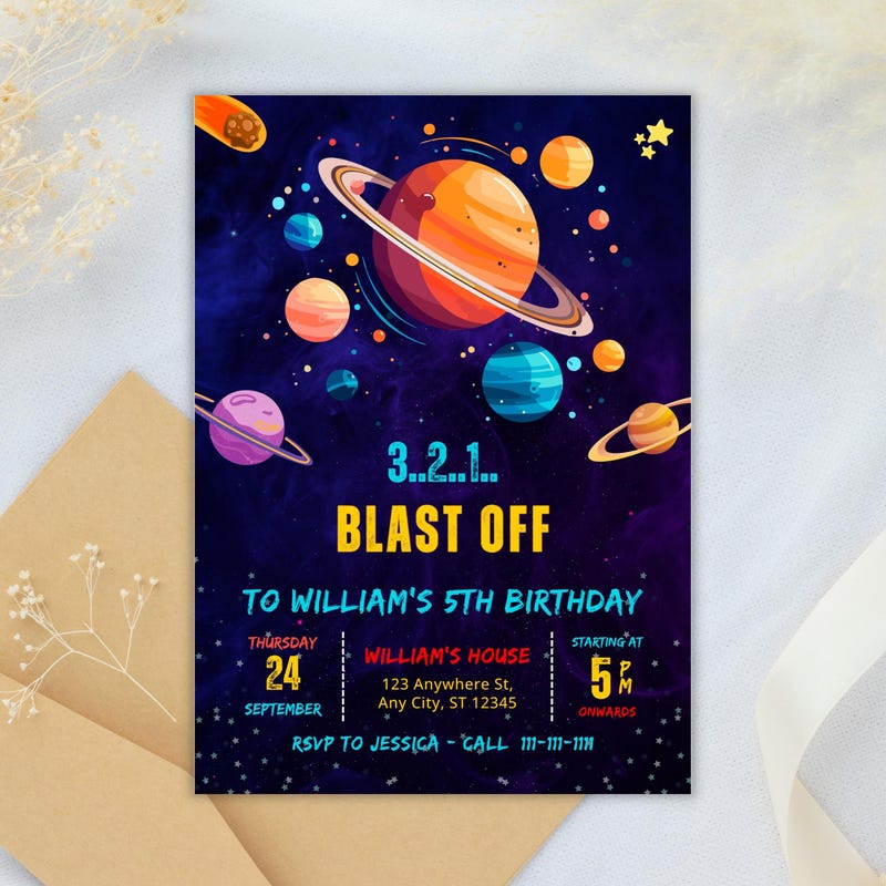 Planets Invitation - Etsy