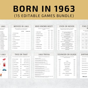 60th Birthday Games Bundle, 1963 Birthday Games, 60th Birthday Party ...