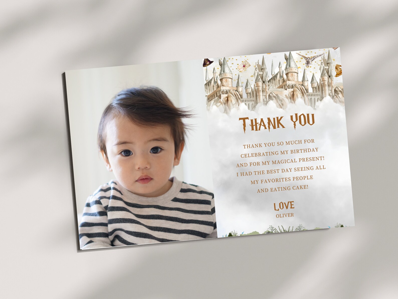 Editable Wizard Birthday Thank You Card With Photo, Magical Birthday ...