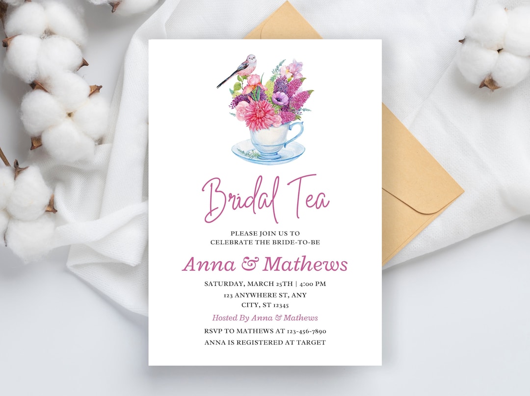 Editable Bridal Tea Invitation Template, Floral Bridal Shower Invite ...