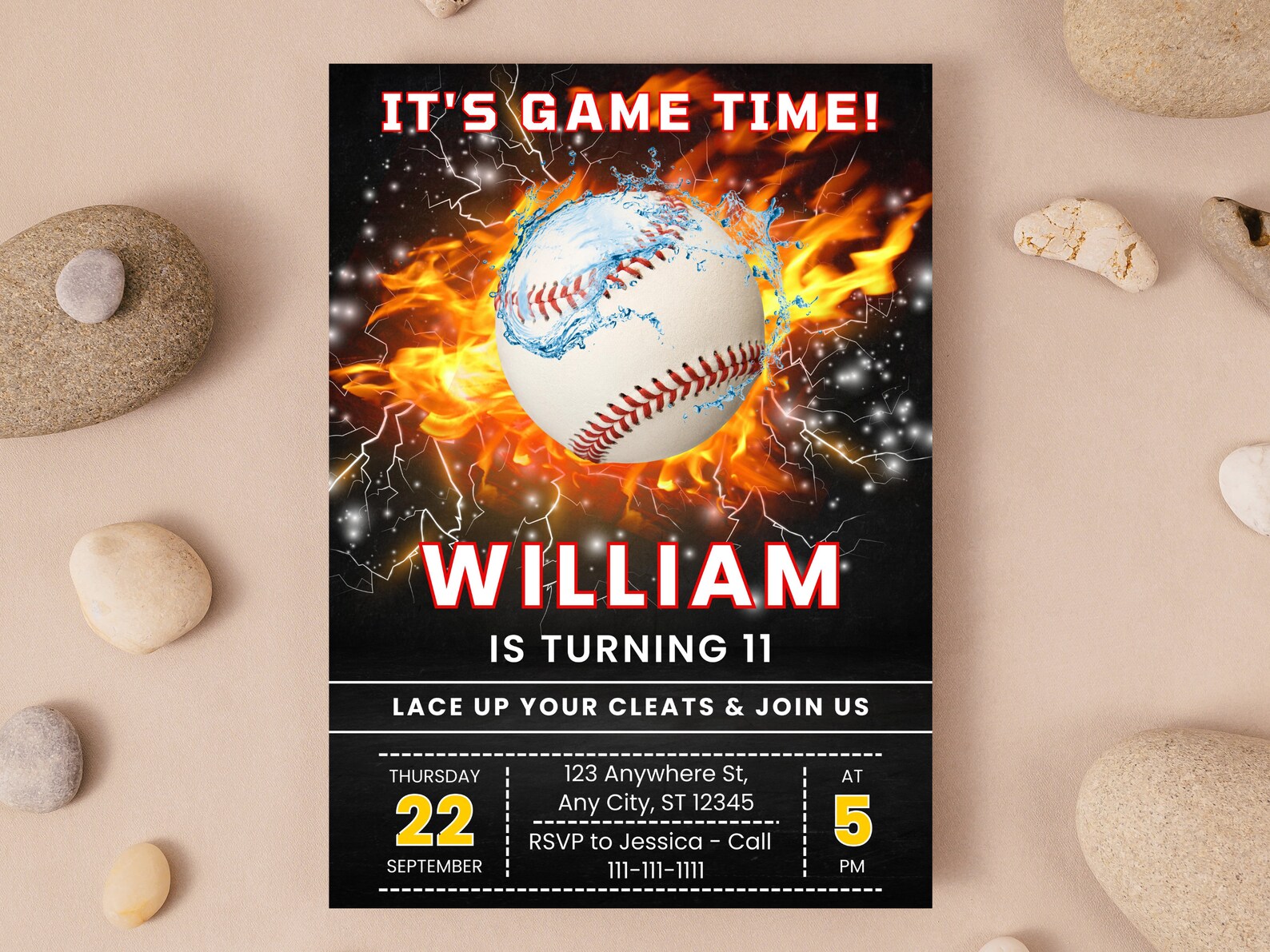 Editable Baseball Birthday Party Invitation, It's Game Time Invite ...