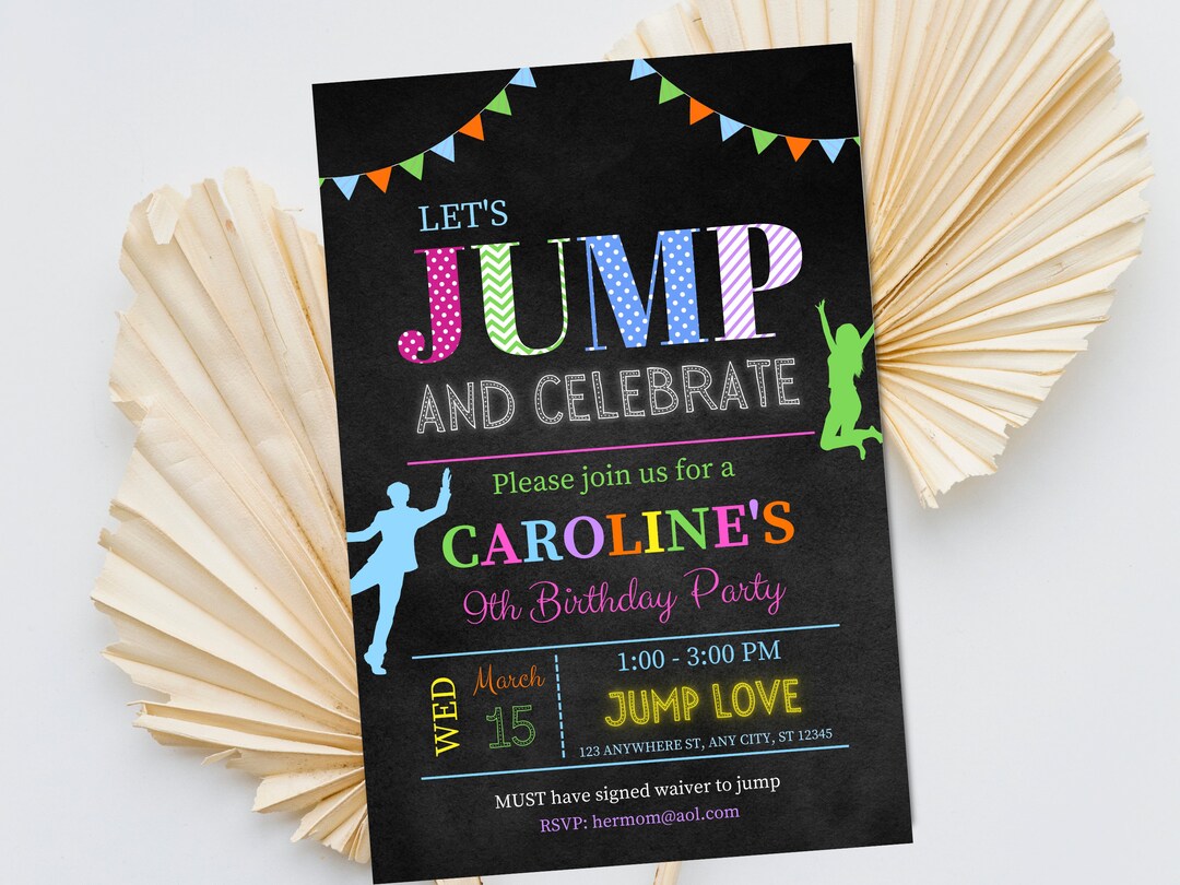 Jump Birthday Invitation, Editable Invitation Template, Trampoline ...