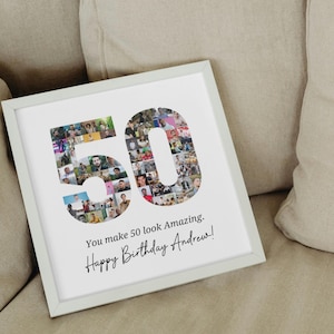 50th Birthday Photo Collage Template, Editable Canva Design (digital ...