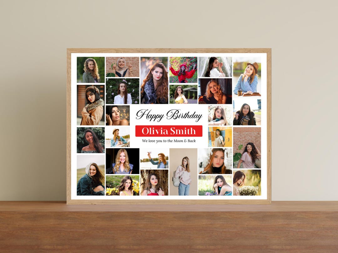 Editable Birthday Photo Collage Template: 26 Photos (digital Download ...