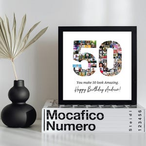 50th Birthday Photo Collage Template, Editable Canva Design (digital ...