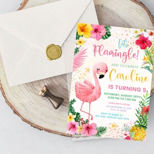 Flamingo Birthday Party Invitation, Flamingo Pool Party Invitation ...