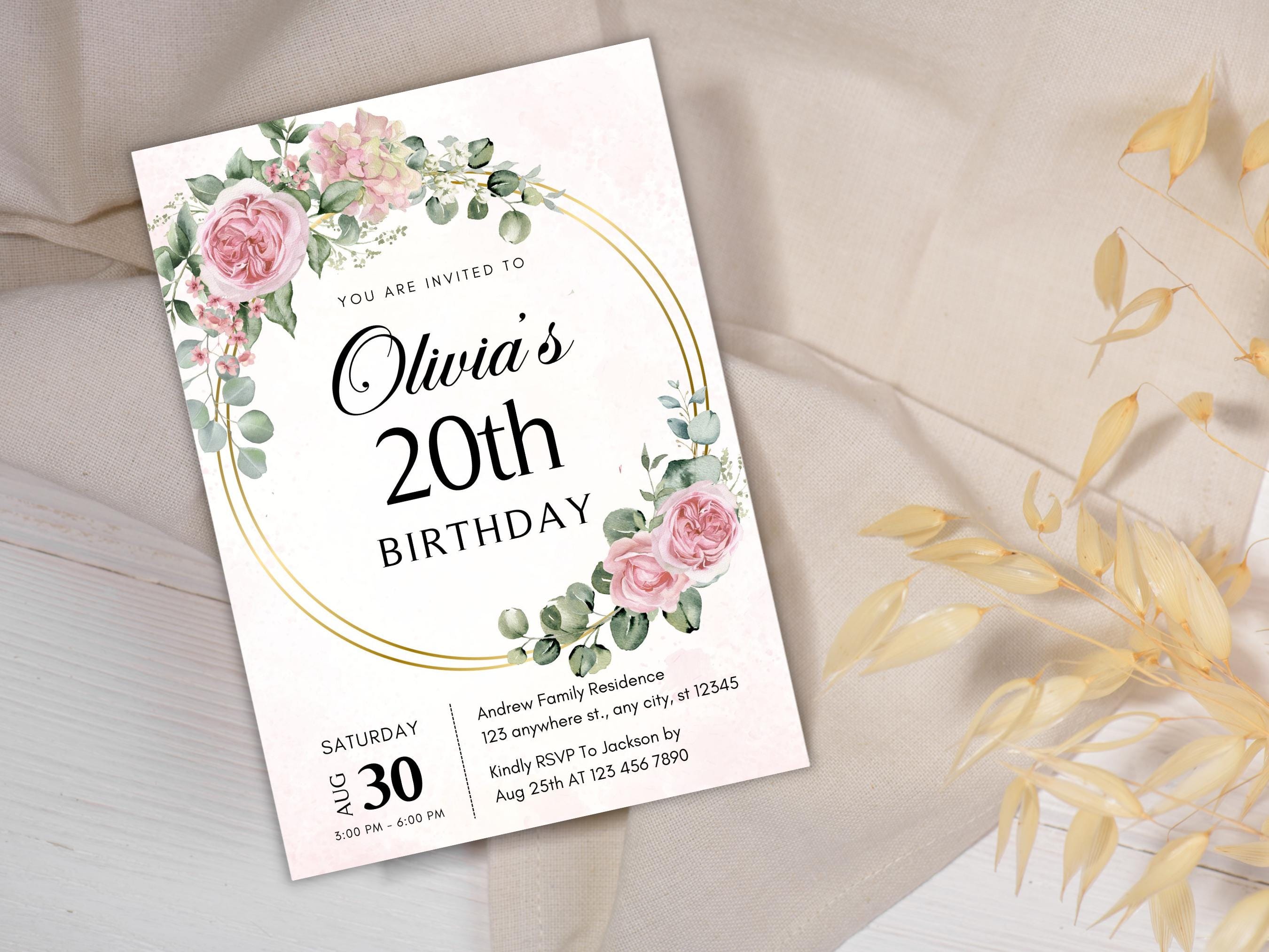 Floral Birthday Invitation Template: Editable Flower Invite (PDF) - Etsy