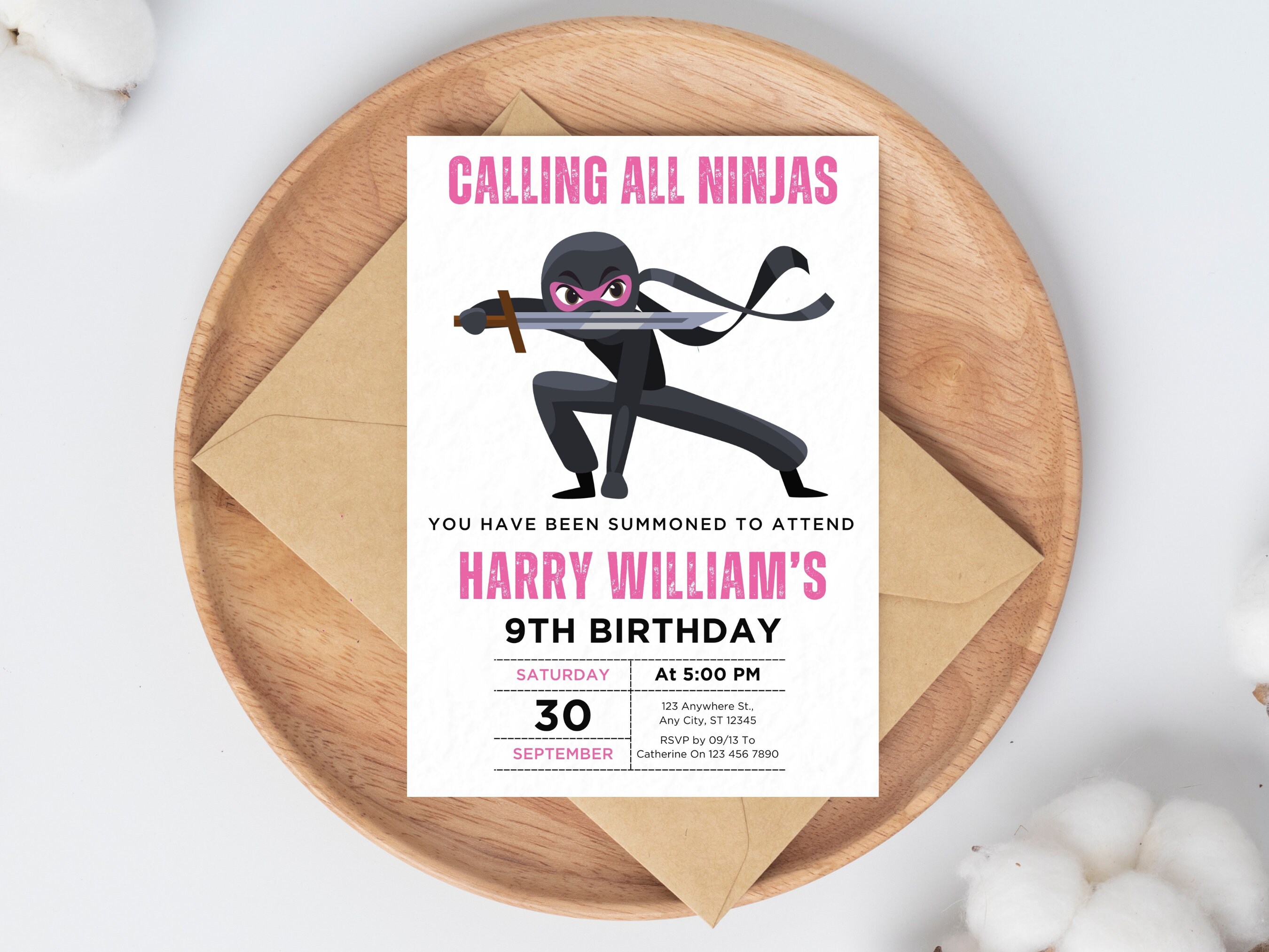 Ninja Birthday Invitation EDITABLE Ninja Warrior Party - Etsy