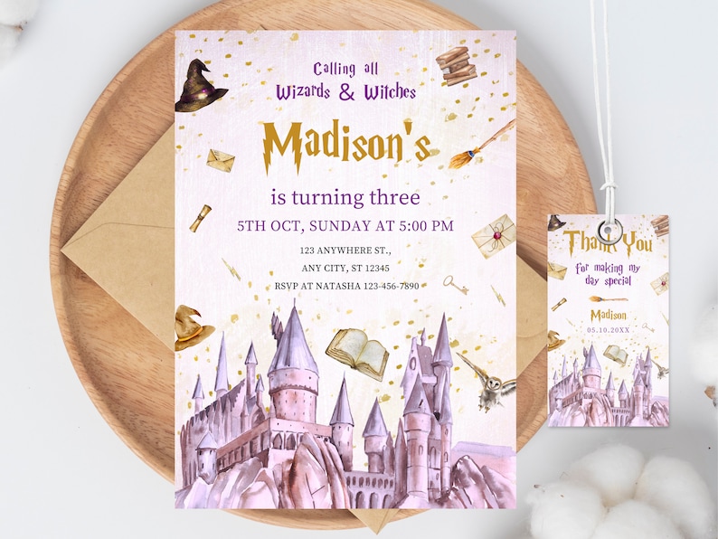 Editable Wizard Birthday Invitation, Magic School (digital Download) - Etsy