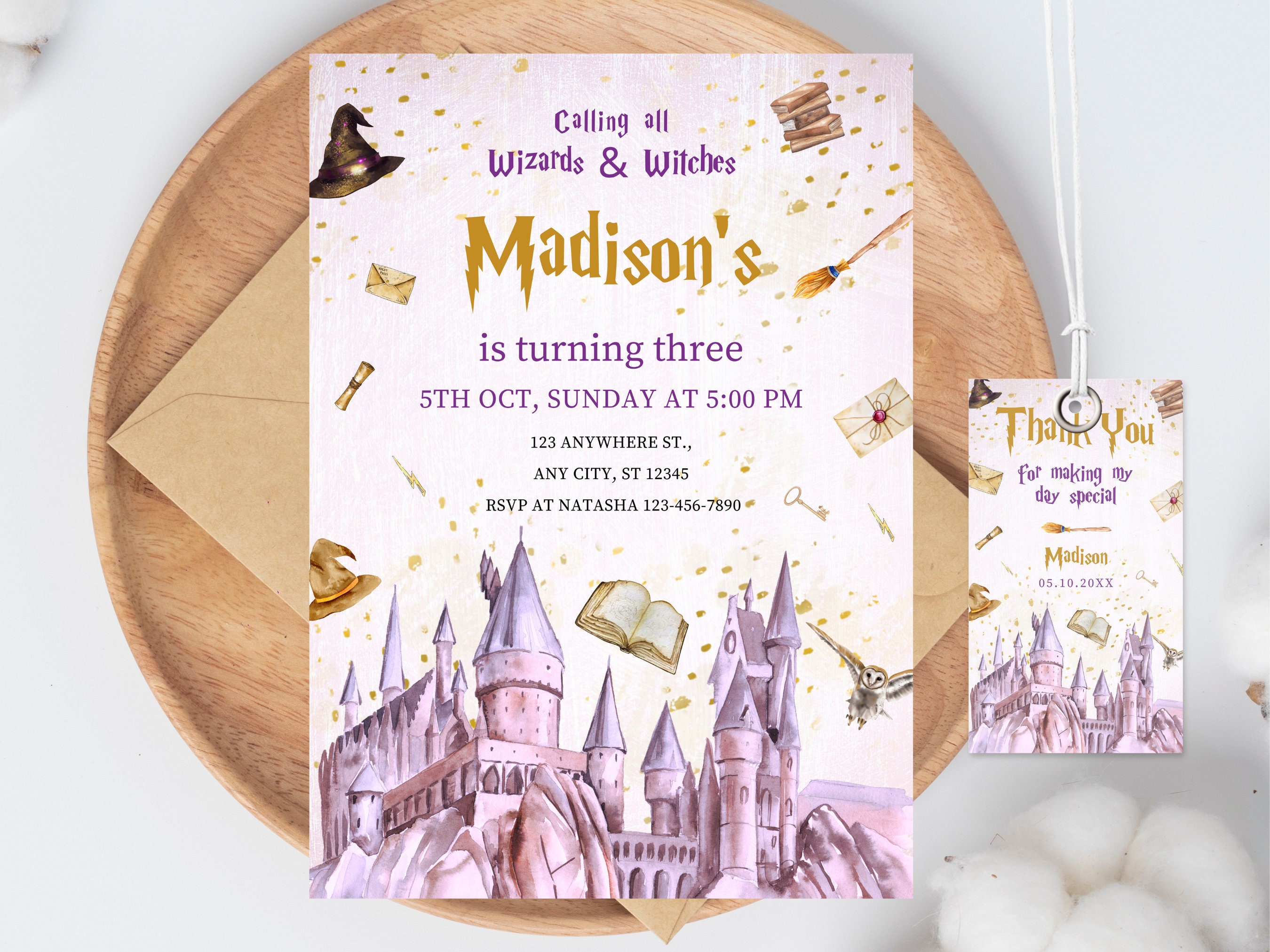 Editable Wizard Birthday Invitation, Magical Birthday Party Invite ...