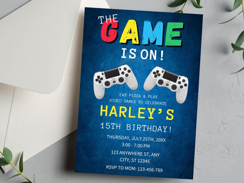 Editable Video Game Birthday Invitation Gaming Party - Etsy